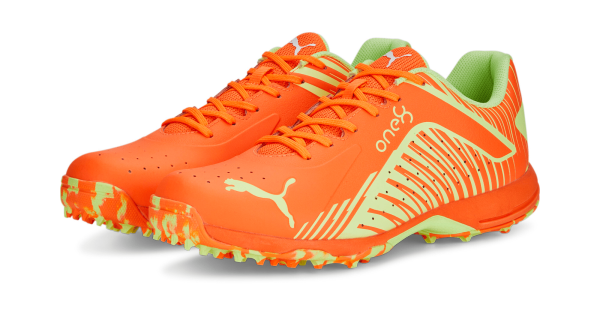 Puma x one8 22 FH Rubber Unisex Cricket Shoes - Ultra Orange-Fast Yellow